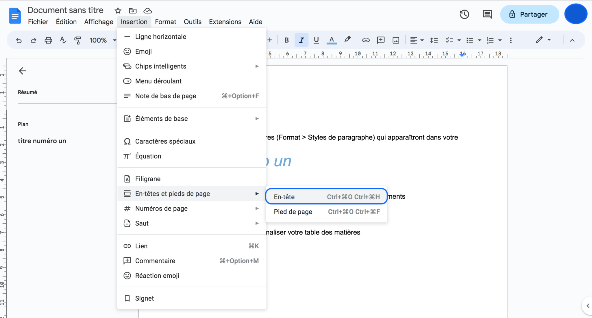 Google Docs: sommaire automatique pour faciliter la navigation