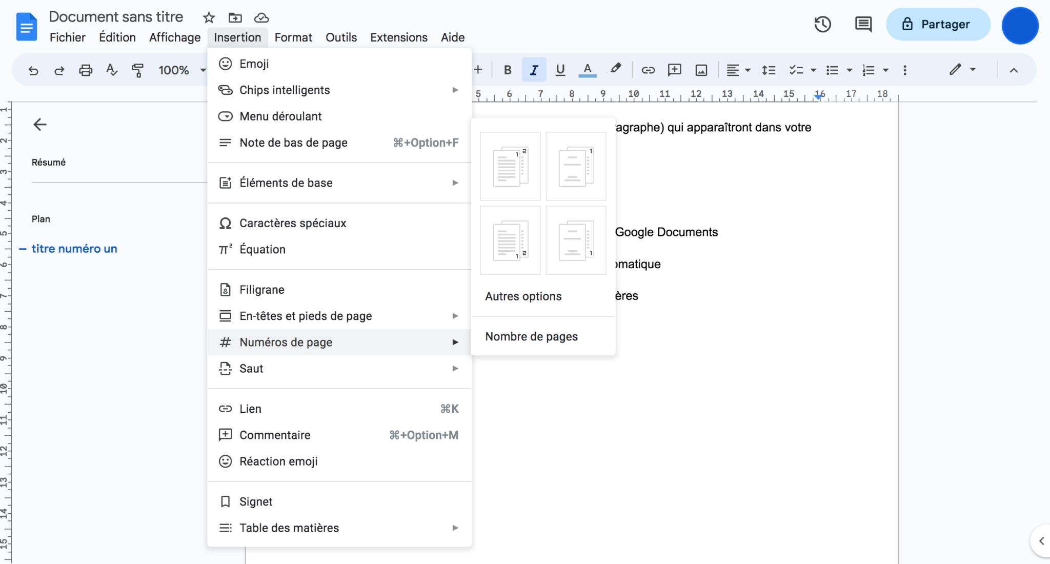 Google Docs: sommaire automatique pour faciliter la navigation