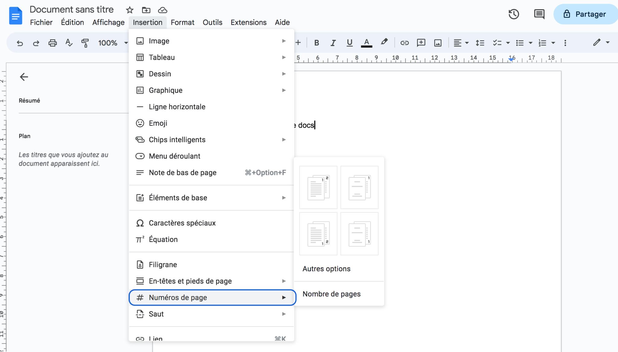 La numérotation de pages sur Google Docs - my-learnatorium.com